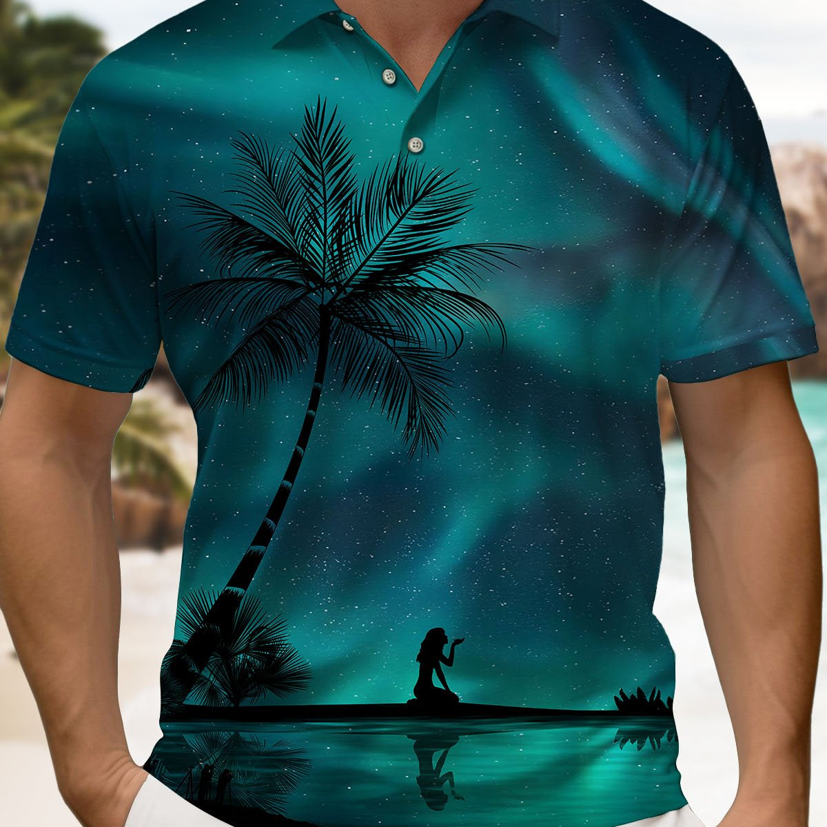 Green Hawaii Series Palm Tree Polo Shirts - Alohadaddy – AlohaDaddy