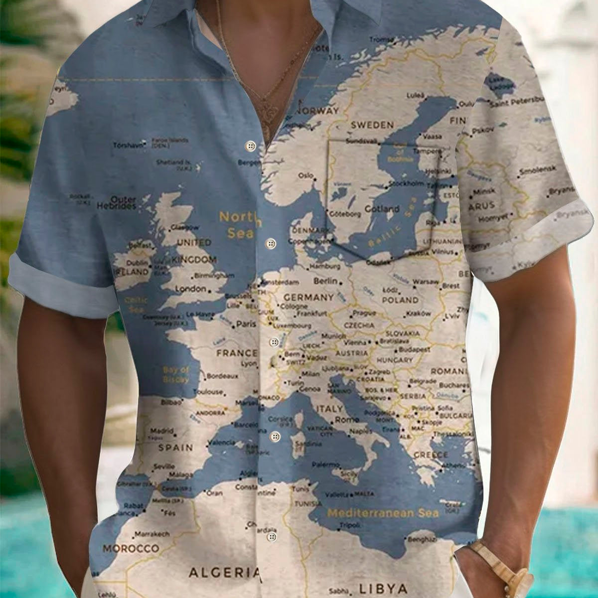 Blue Map Printed Vintage Series Shirts - Alohadaddy – AlohaDaddy