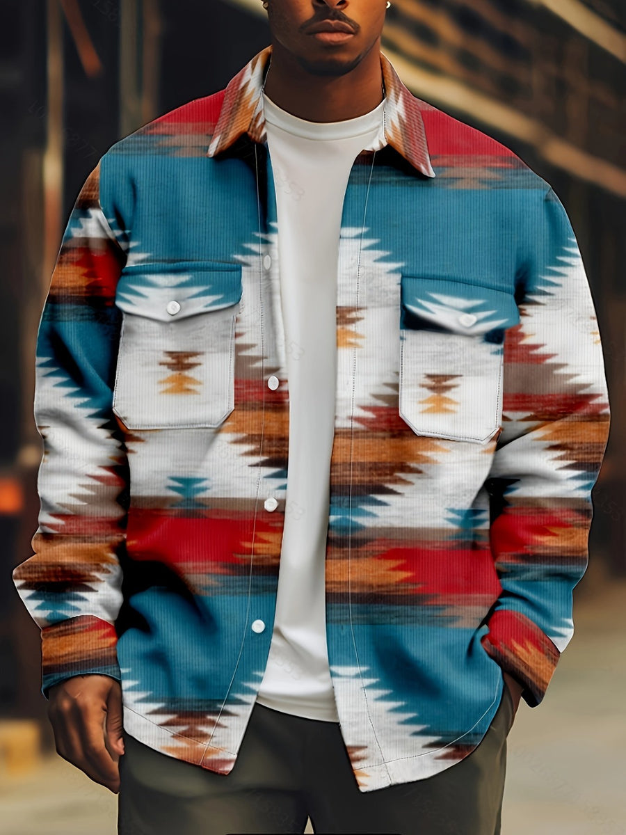 Blue Casual Geometric Jackets&coats - Alohadaddy – AlohaDaddy