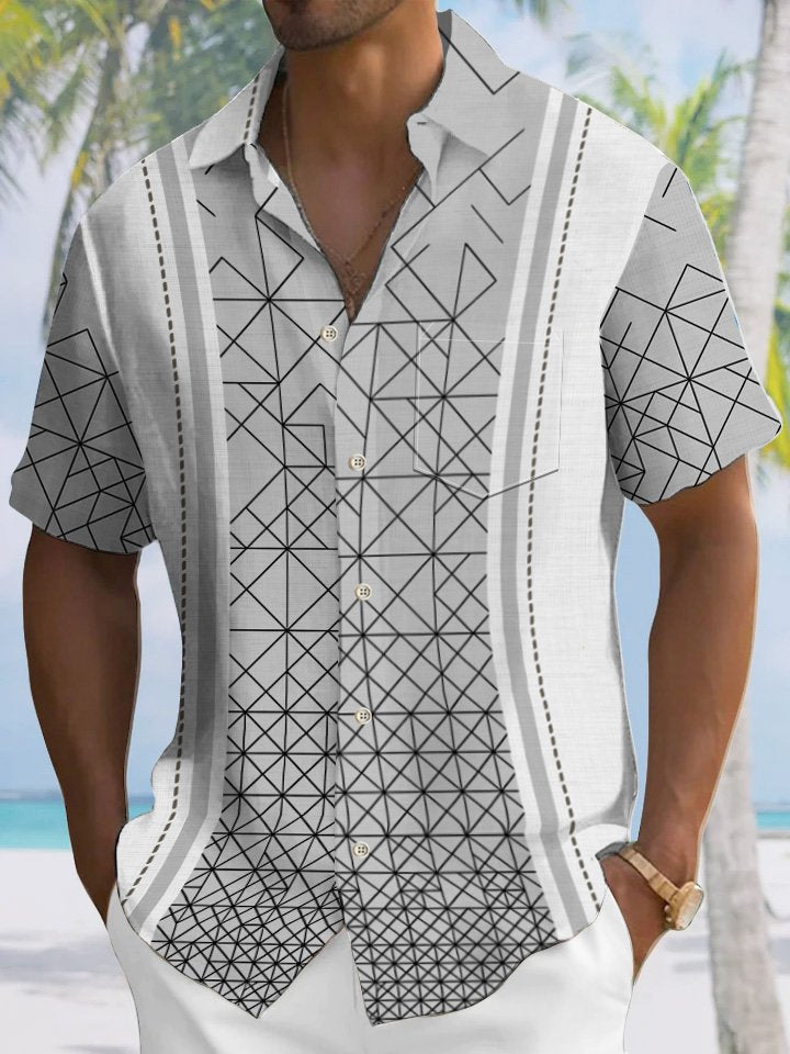 Gray Casual Geometric Shirts - Alohadaddy – AlohaDaddy