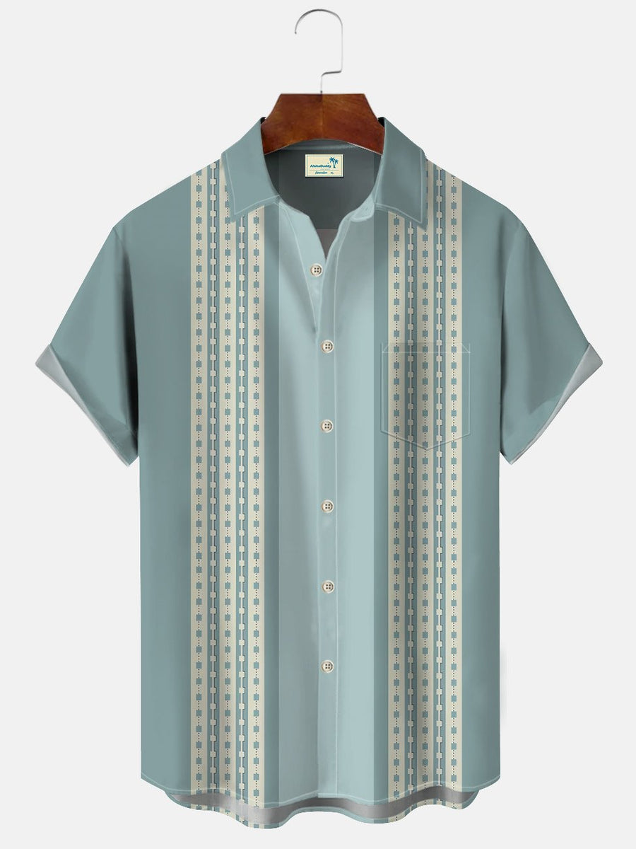 Green Geometric Casual Pockets Shirts - Alohadaddy – AlohaDaddy