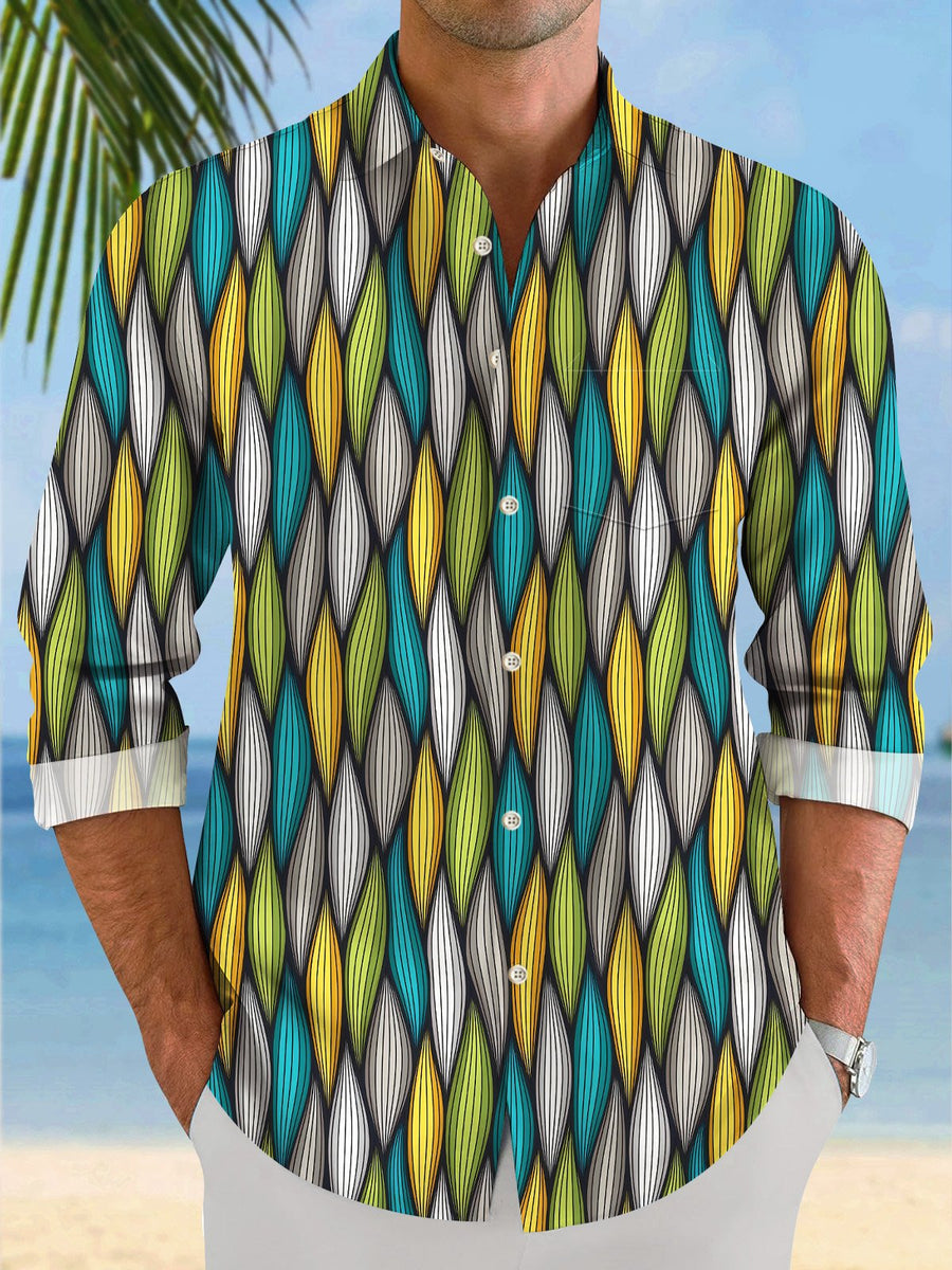 Yellow Green Casual Geometric Shirts - Alohadaddy – AlohaDaddy