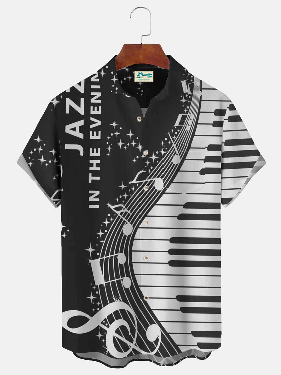 Black Music Series Cotton-Blend Note Shirts - Alohadaddy – AlohaDaddy