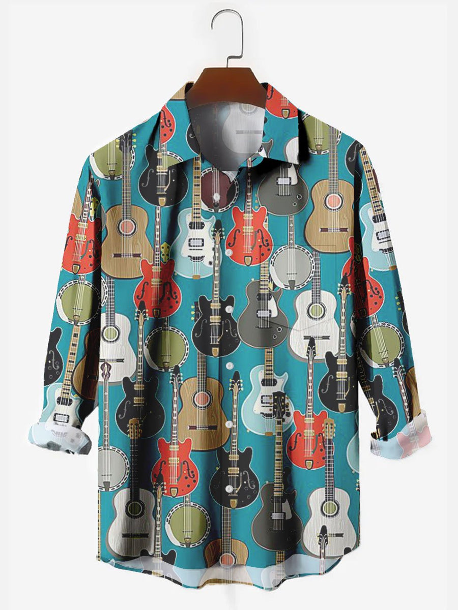 Blue Casual Musical Instrument Shirts - Alohadaddy – AlohaDaddy