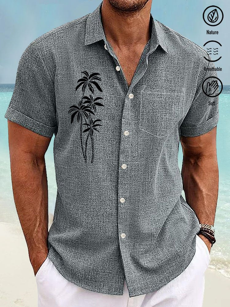 Gray Coconut Tree Casual Series Pockets Shirts - Alohadaddy – AlohaDaddy